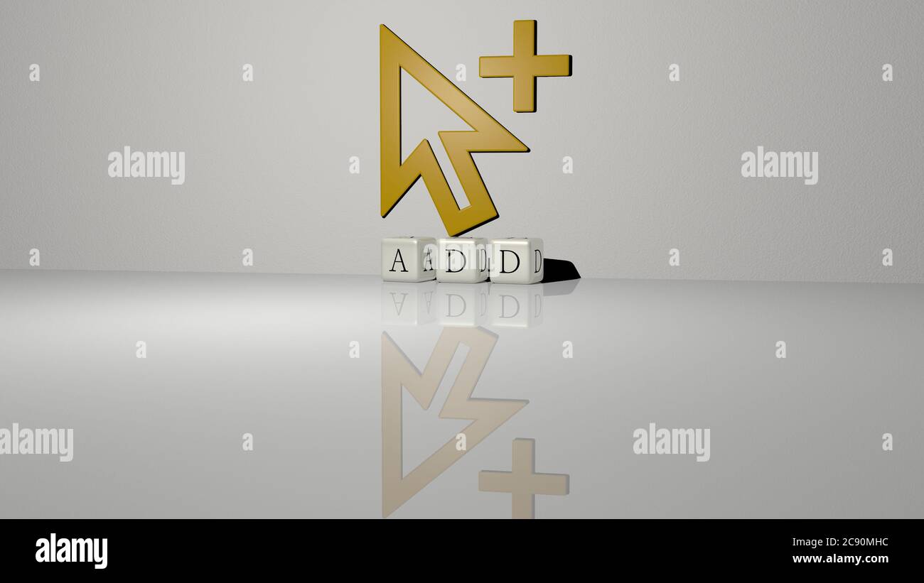 3D graphical image of ADD vertically along with text built by metallic ...