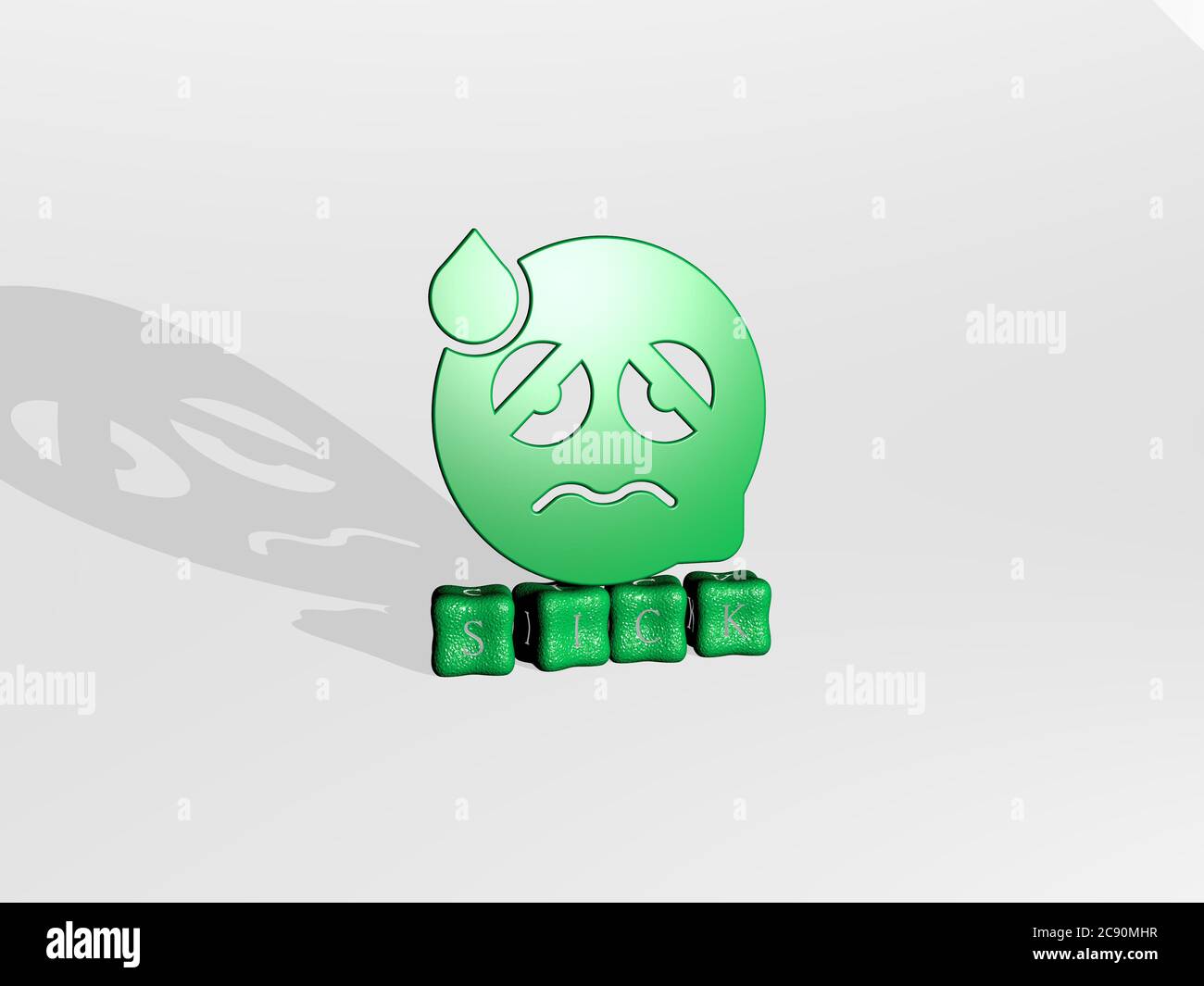 3D representation of sick with icon on the wall and text arranged by ...