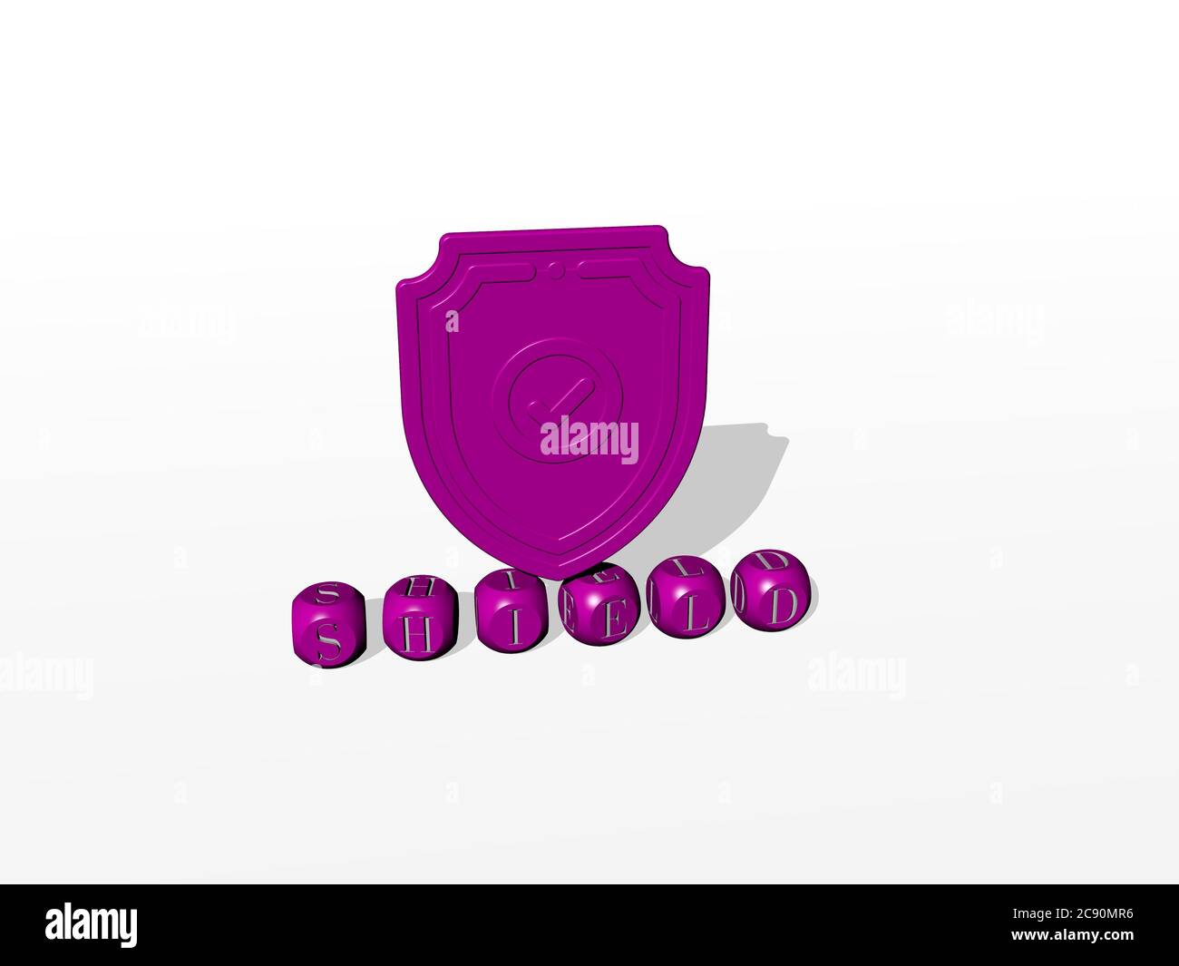 3D graphical image of shield vertically along with text built by ...