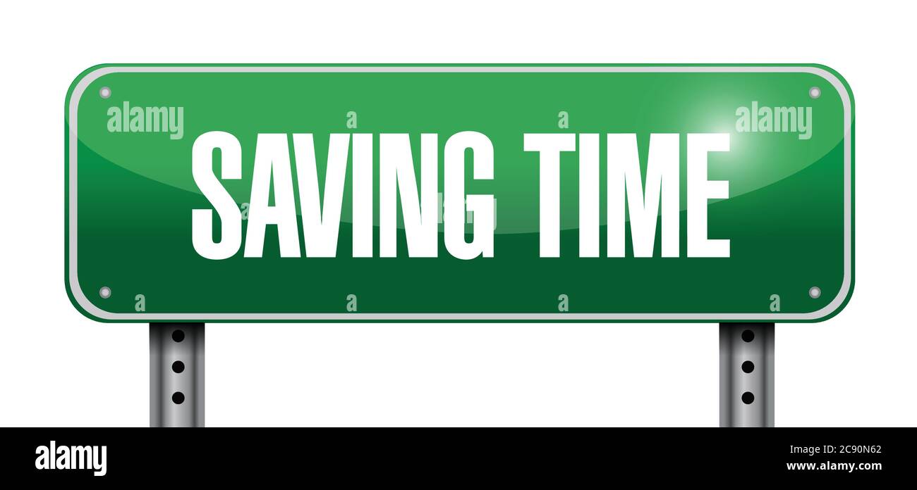 Saving time road sign illustration design over white Stock Vector Image ...
