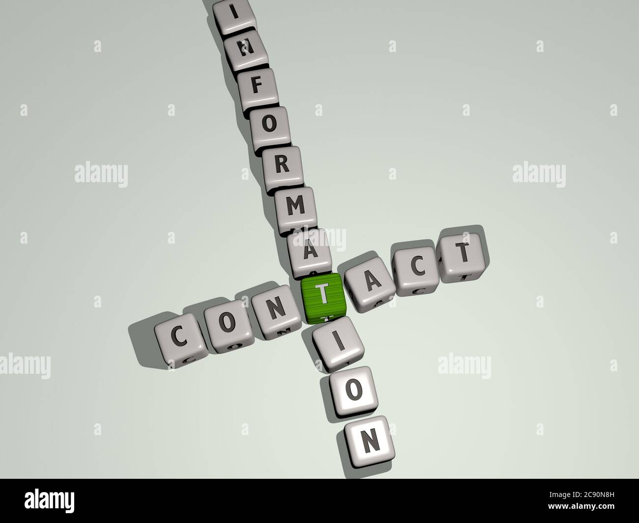 combination of CONTACT INFORMATION built by cubic letters from the top ...