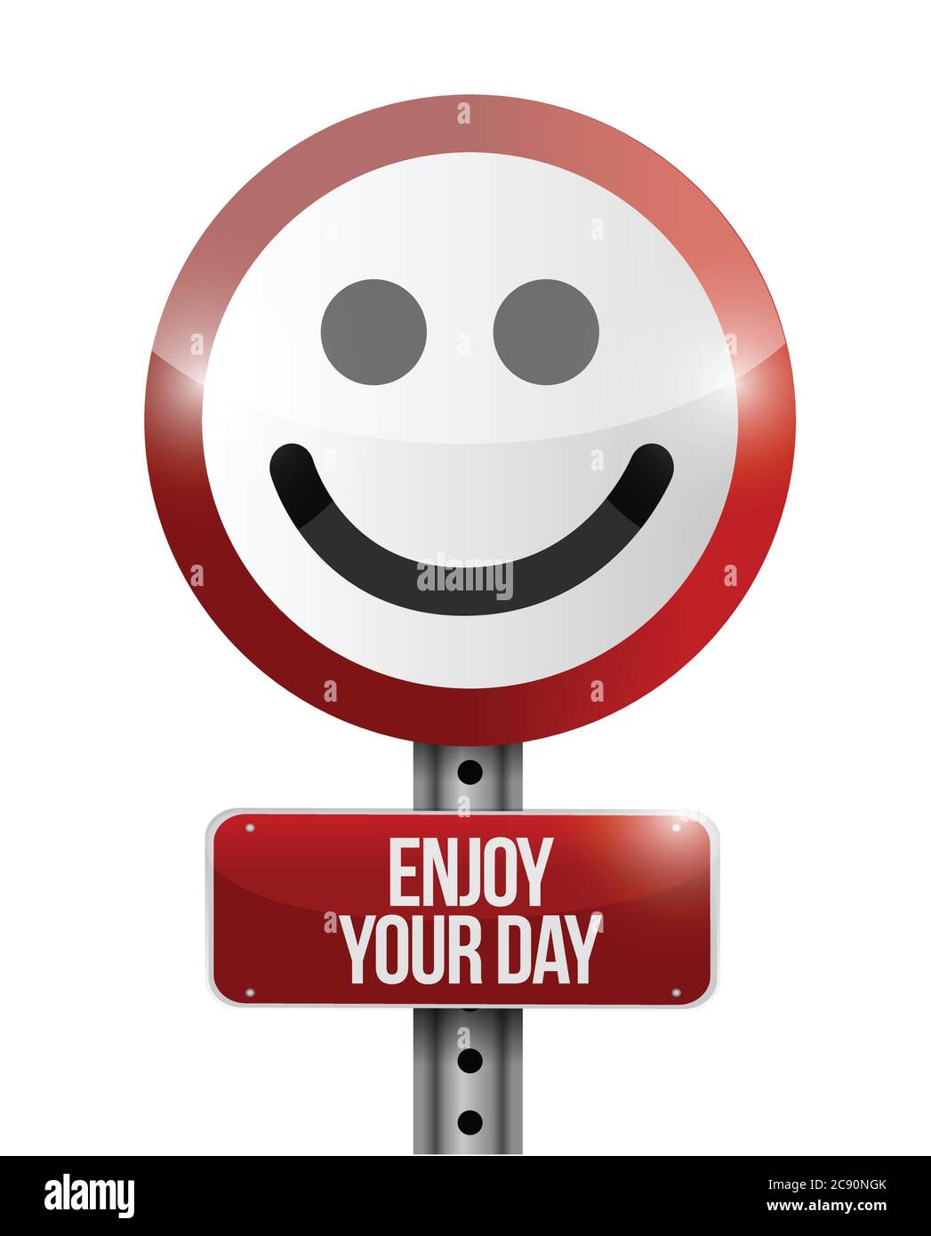 Enjoy your day road sign illustration design over a white background ...