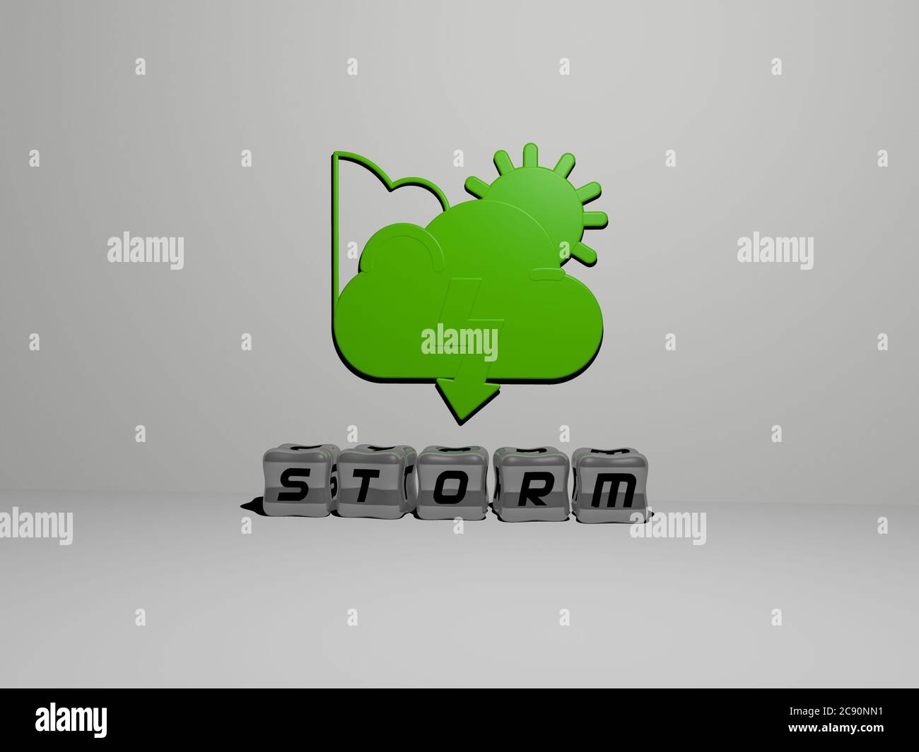 3D graphical image of storm vertically along with text built by ...