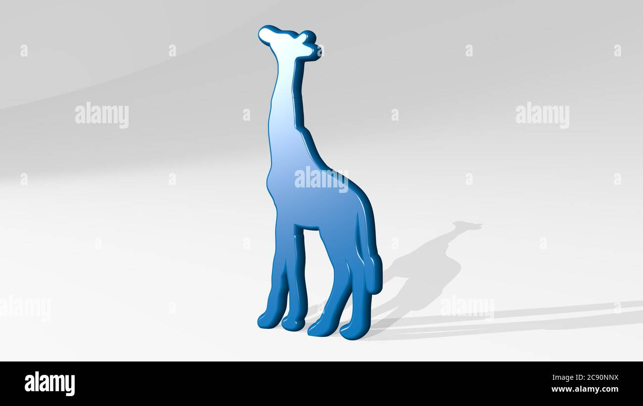 GIRAFFE from a perspective with the shadow. A thick sculpture made of ...