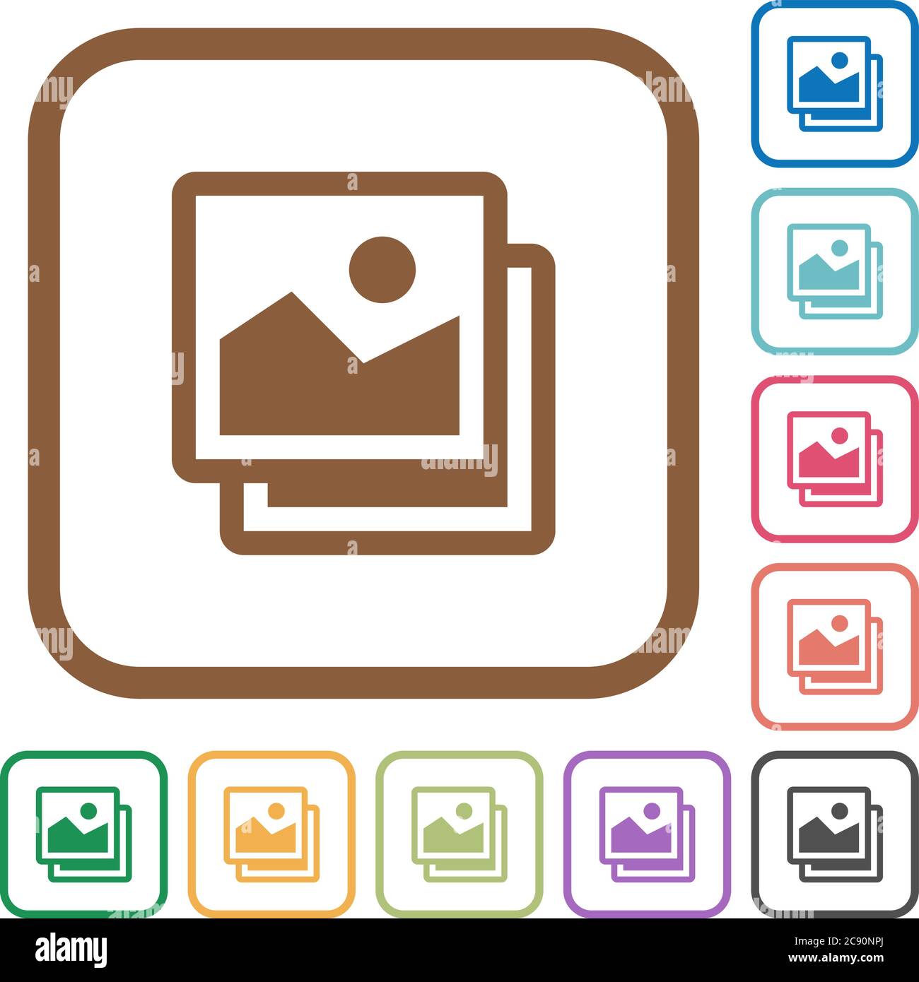 Pictures simple icons in color rounded square frames on white background Stock Vector Image ...