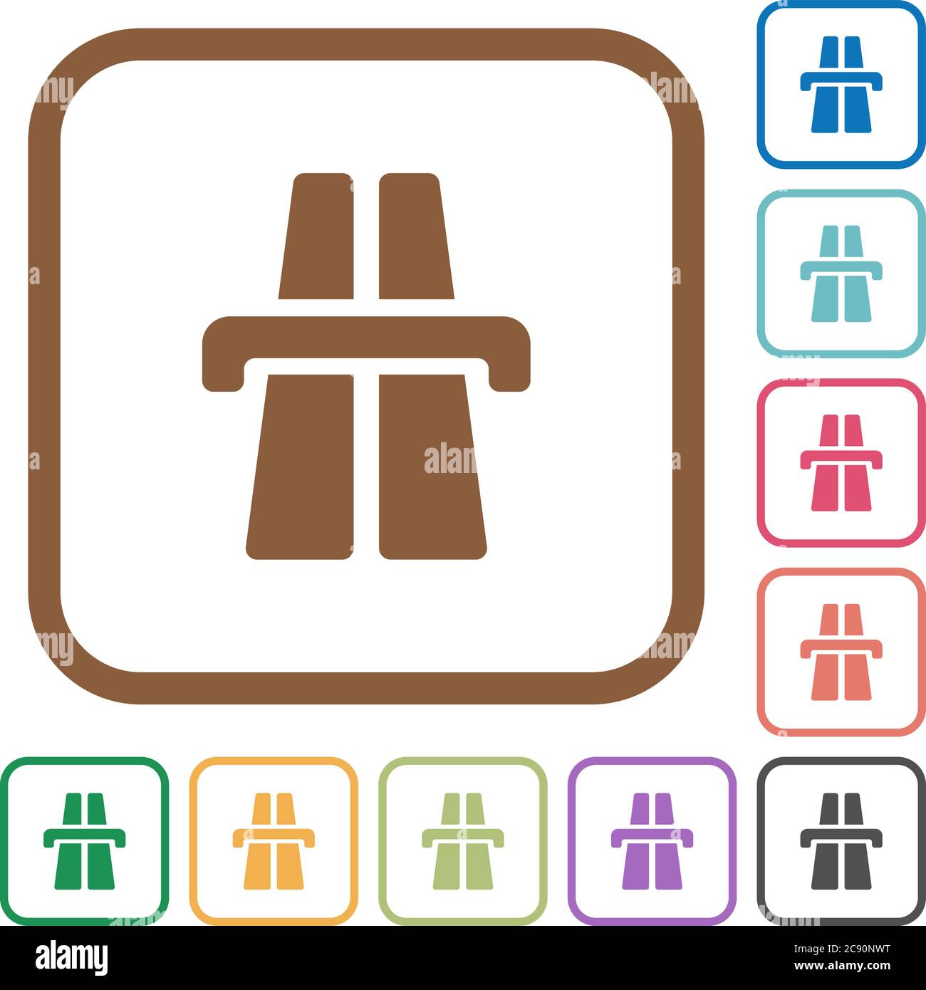 Highway simple icons in color rounded square frames on white background Stock Vector Image & Art ...