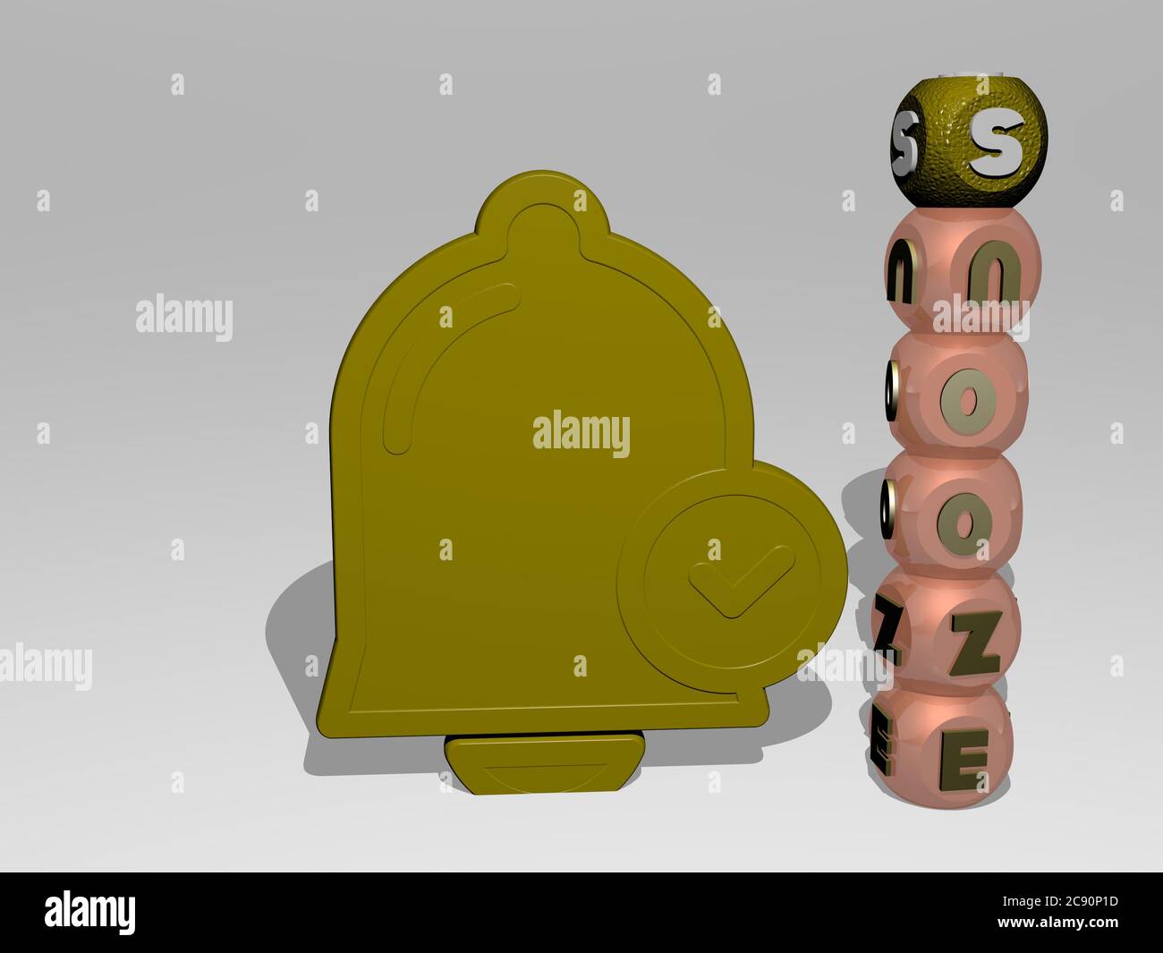 3D representation of snooze with icon on the wall and text arranged by ...
