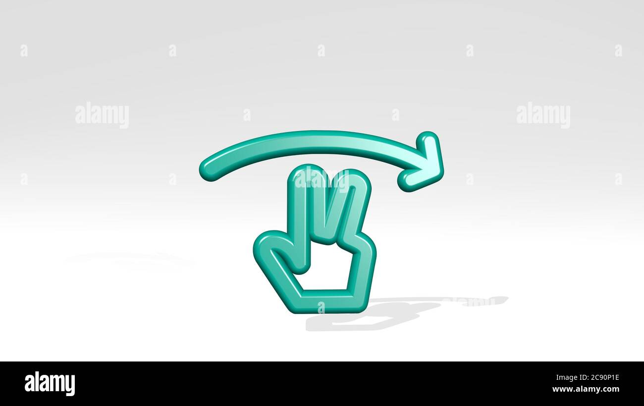 gesture two fingers swipe right from a perspective with the shadow. A ...