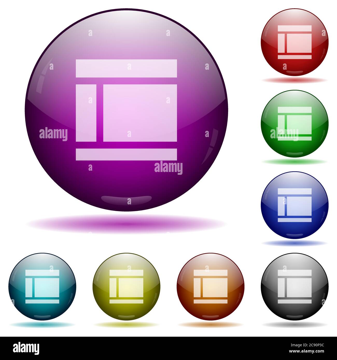 Two columned web layout color glass sphere buttons with shadows Stock ...