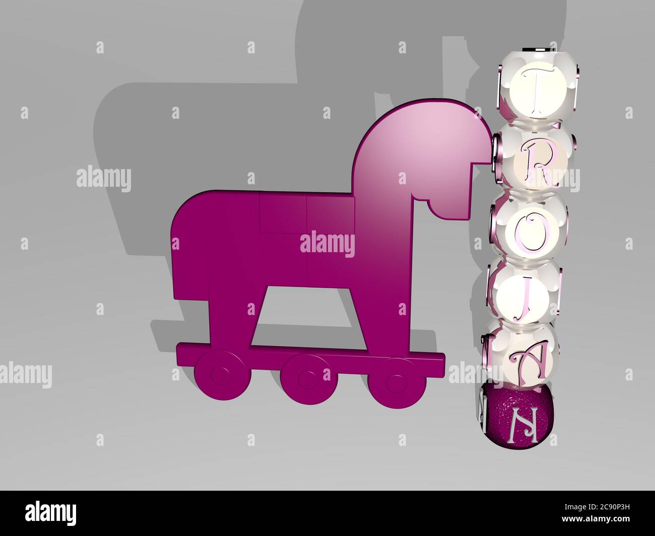 3D illustration of TROJAN graphics and text around the icon made by ...