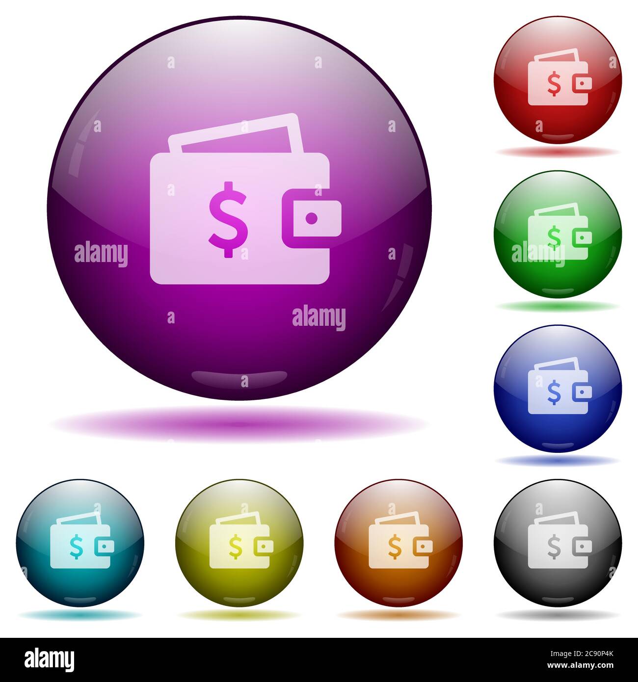 Dollar wallet color glass sphere buttons with shadows Stock Vector ...
