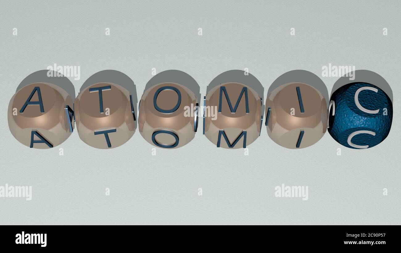 combination of atomic built by cubic letters from the top perspective ...