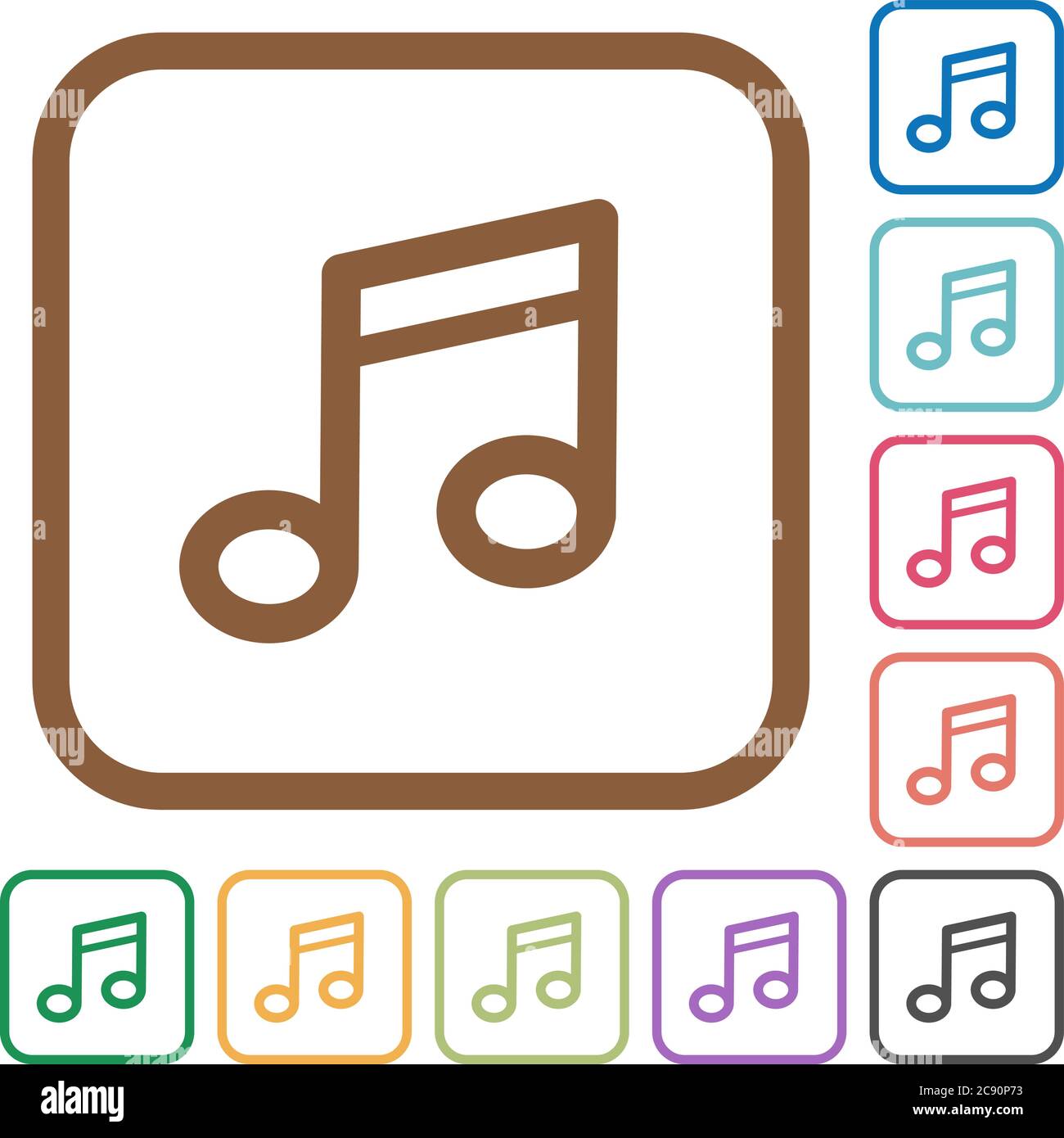 Music note simple icons in color rounded square frames on white background Stock Vector Image ...