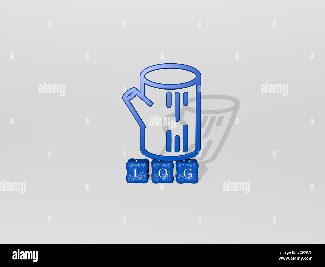 3D representation of LOG with icon on the wall and text arranged by ...