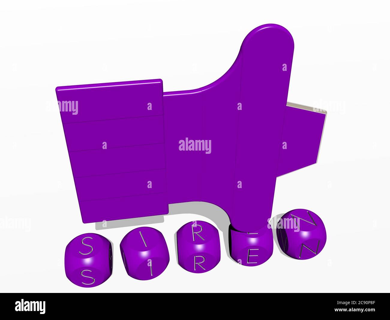 3D illustration of SIREN graphics and text made by metallic dice ...
