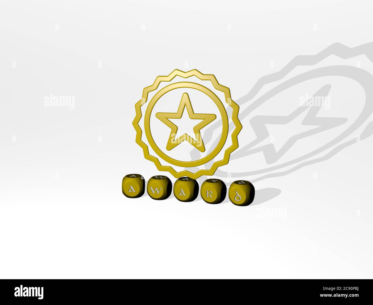 3D illustration of award graphics and text made by metallic dice ...