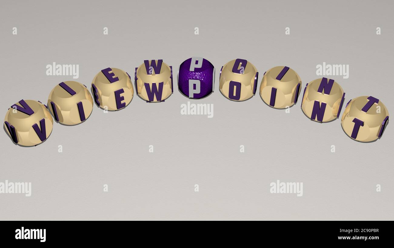 crosswords of VIEWPOINT arranged by cubic letters on a mirror floor ...