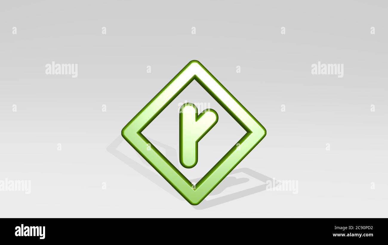 ROAD SIGN SIDE ROAD ANGLE RIGHT ALTERNATE made by 3D illustration of a ...