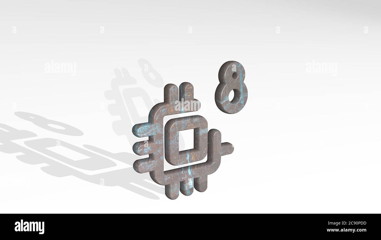 computer chip made by 3D illustration of a shiny metallic sculpture ...