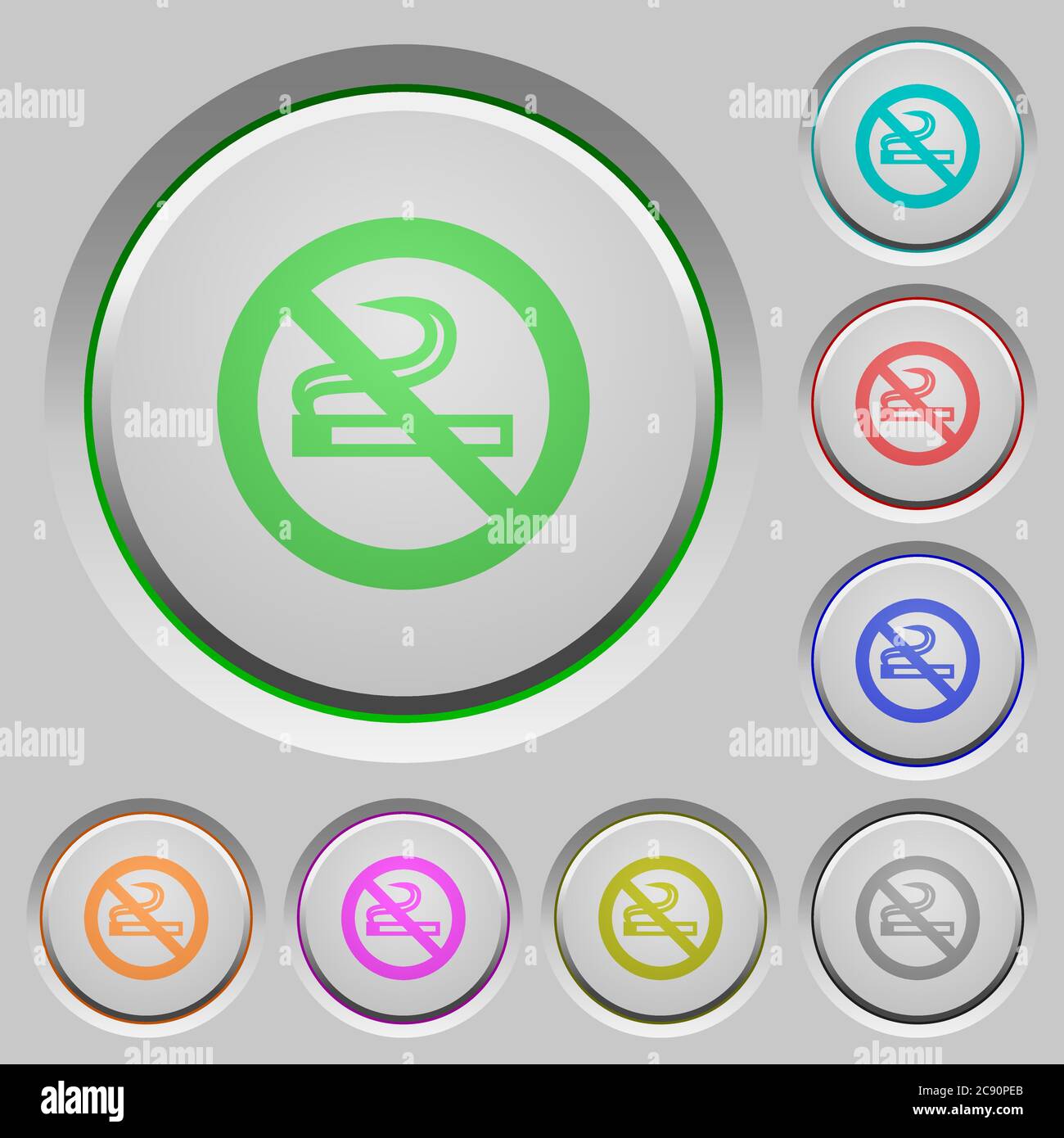 No smoking color icons on sunk push buttons Stock Vector Image & Art ...