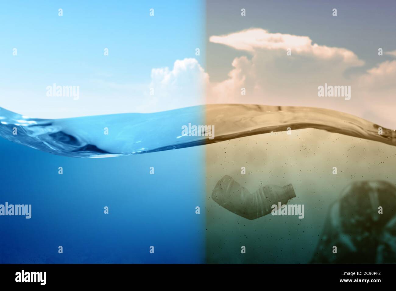 The difference between the clean and dirty ocean because of pollution ...