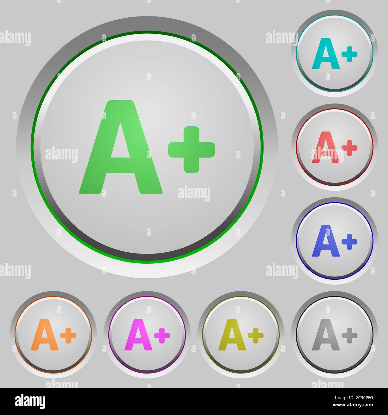 Increase font size color icons on sunk push buttons Stock Vector Image ...