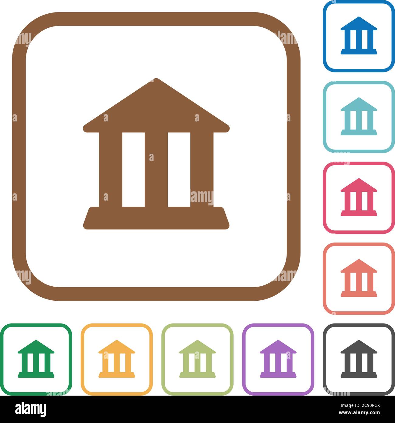 Bank simple icons in color rounded square frames on white background Stock Vector Image & Art ...