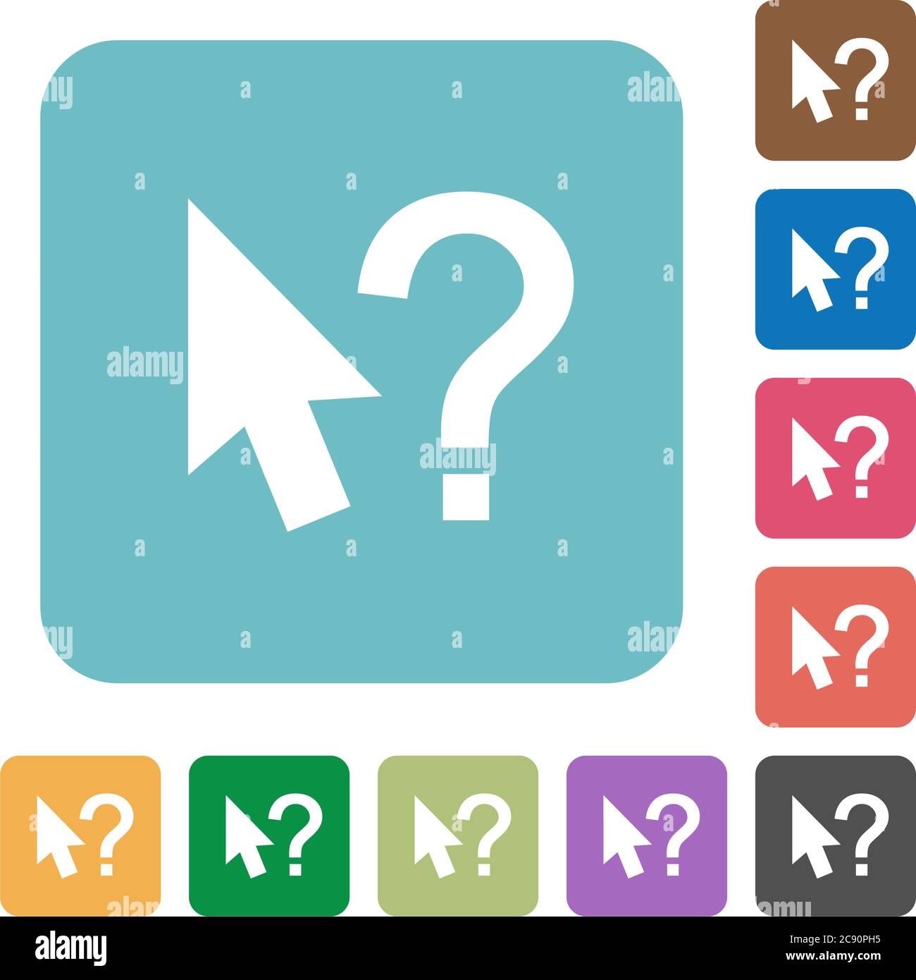 Help cursor flat icons on simple color square background Stock Vector ...