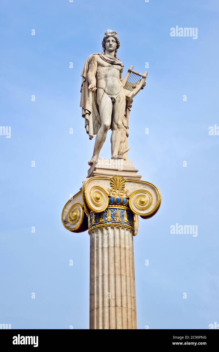 Apollo sculpture (by sculptor Leonidas Drosis), Academy of Athens ...