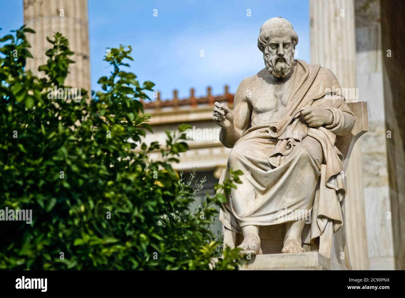 Statue of Plato (by sculptor Leonidas Drosis). Academy of Athens ...