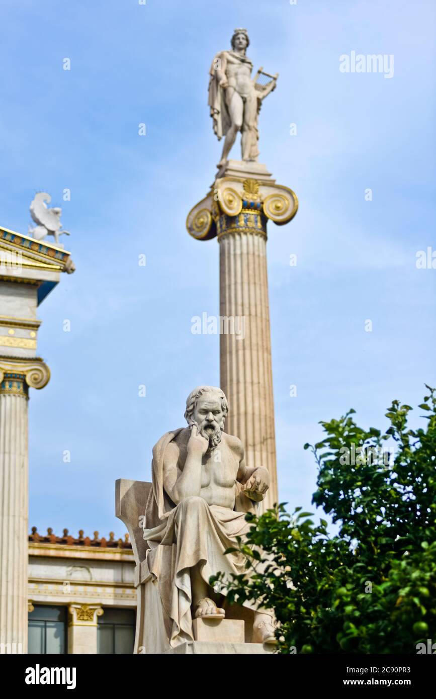 Statue of Socrates with the Apollo column in the background (by ...