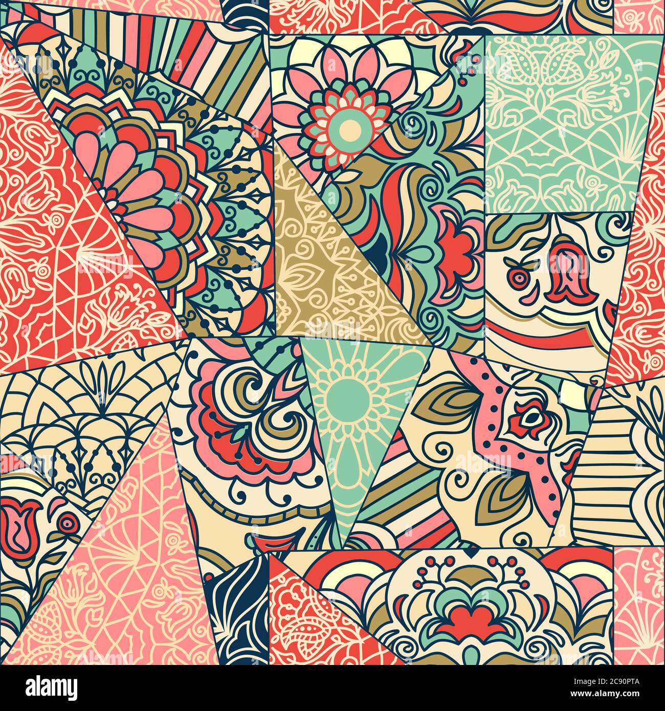 Seamless abstract colorful patchwork pattern. Vintage decorative ...
