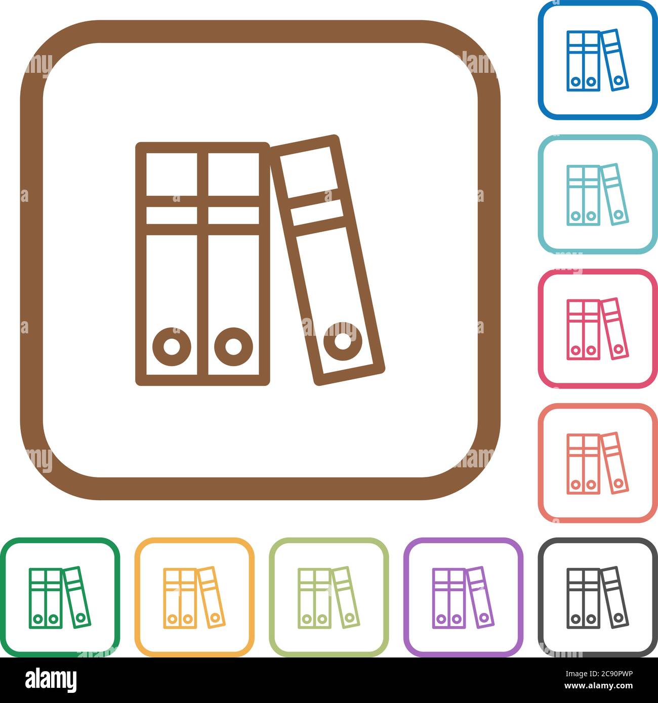 Document folders simple icons in color rounded square frames on white ...