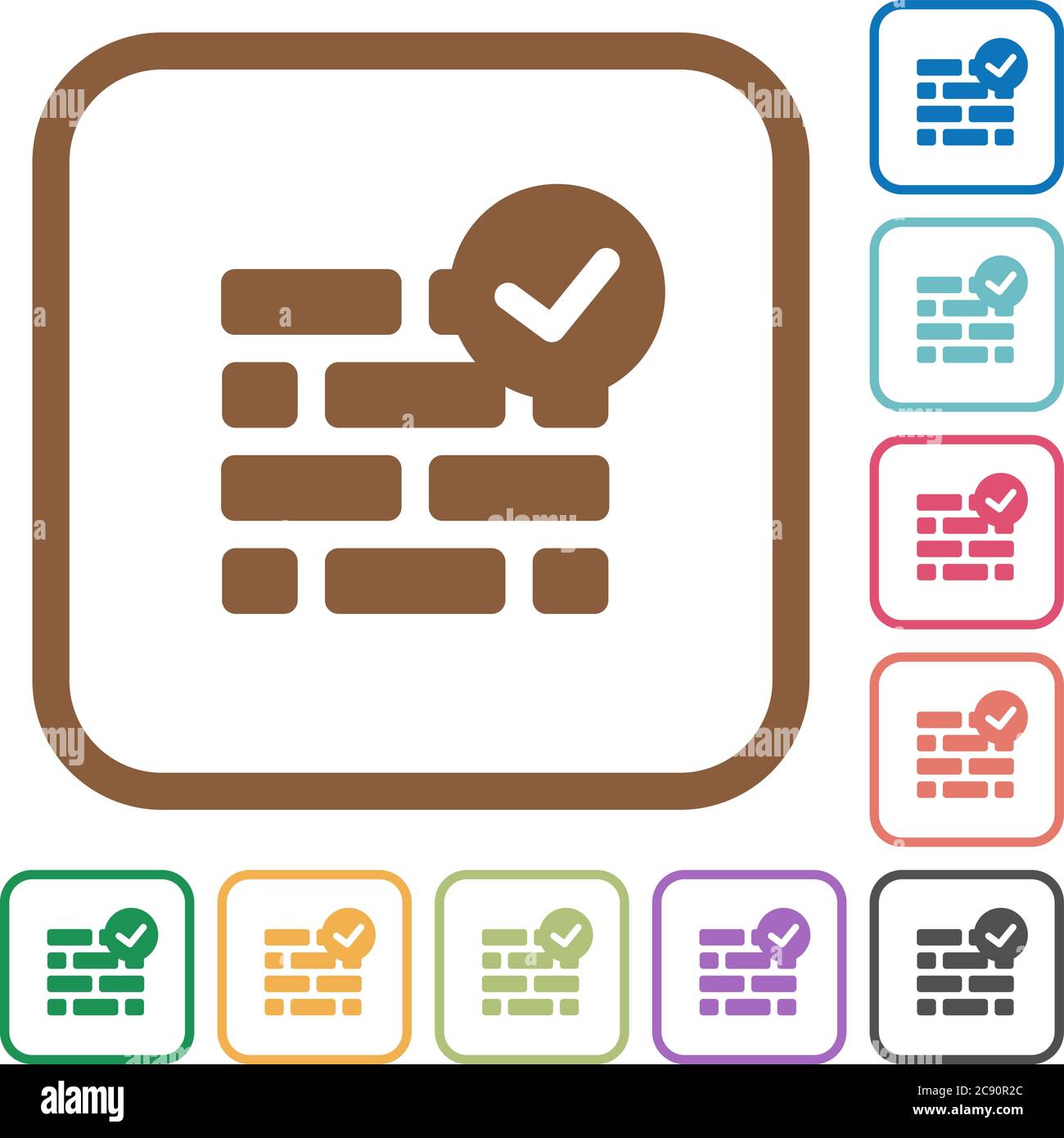 Active firewall simple icons in color rounded square frames on white background Stock Vector ...