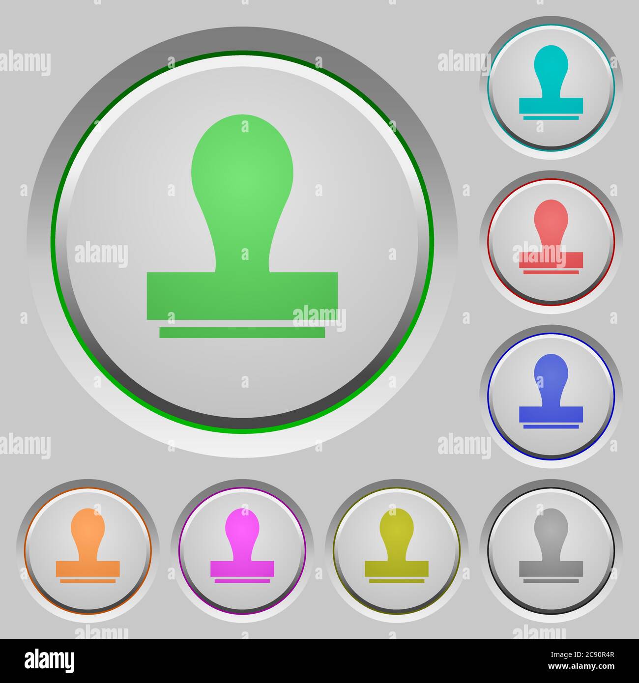 Stamp color icons on sunk push buttons Stock Vector Image & Art - Alamy