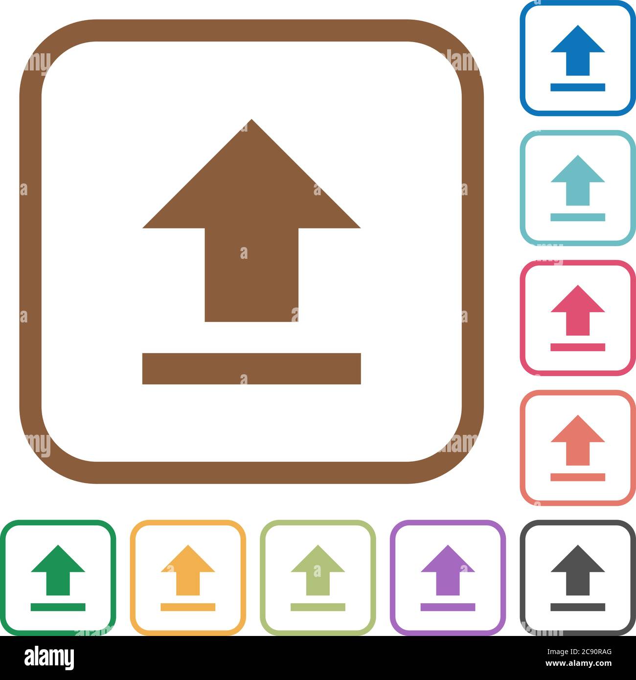 Upload simple icons in color rounded square frames on white background Stock Vector Image & Art ...