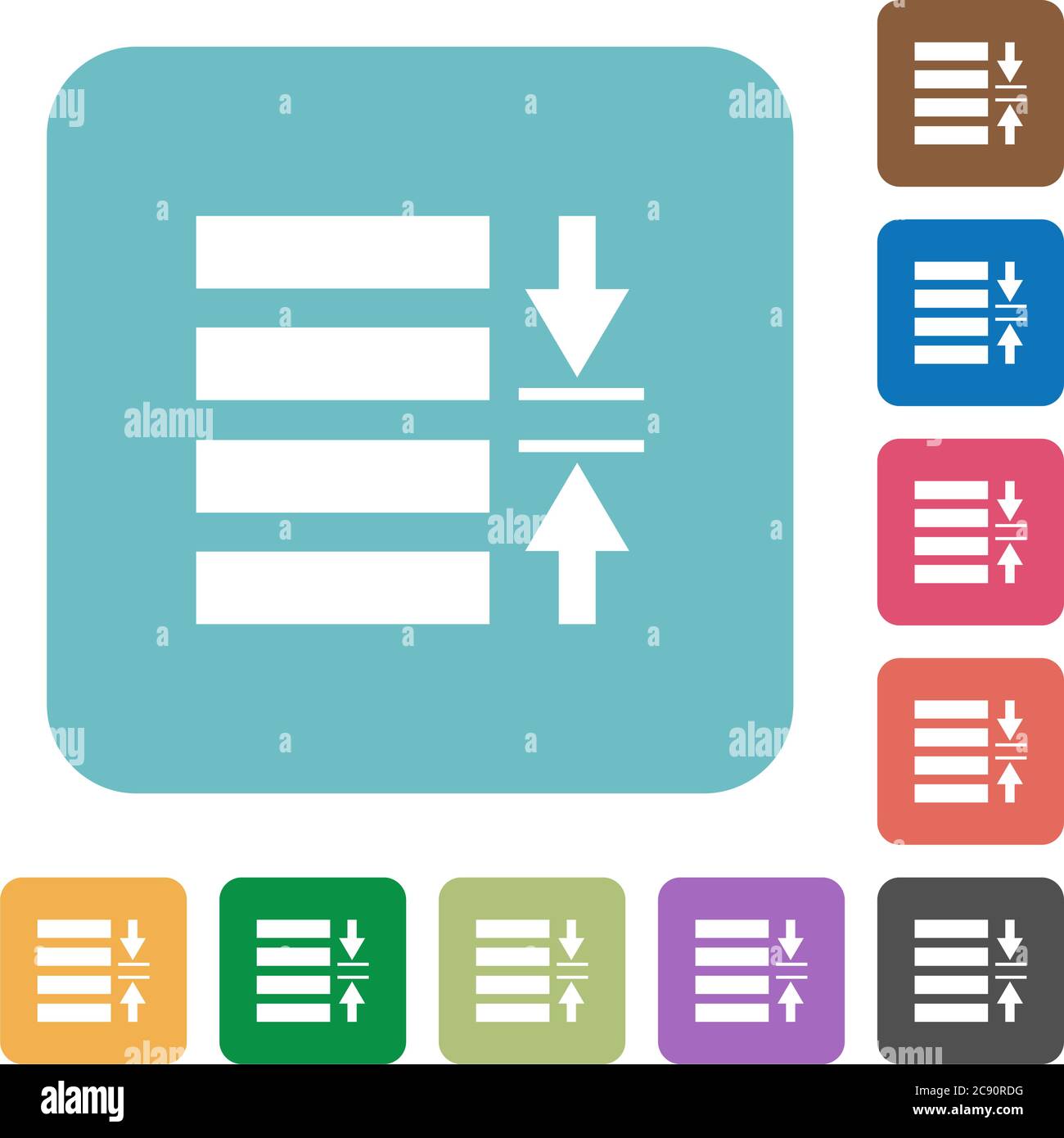 Adjust line spacing flat icons on simple color square background Stock ...