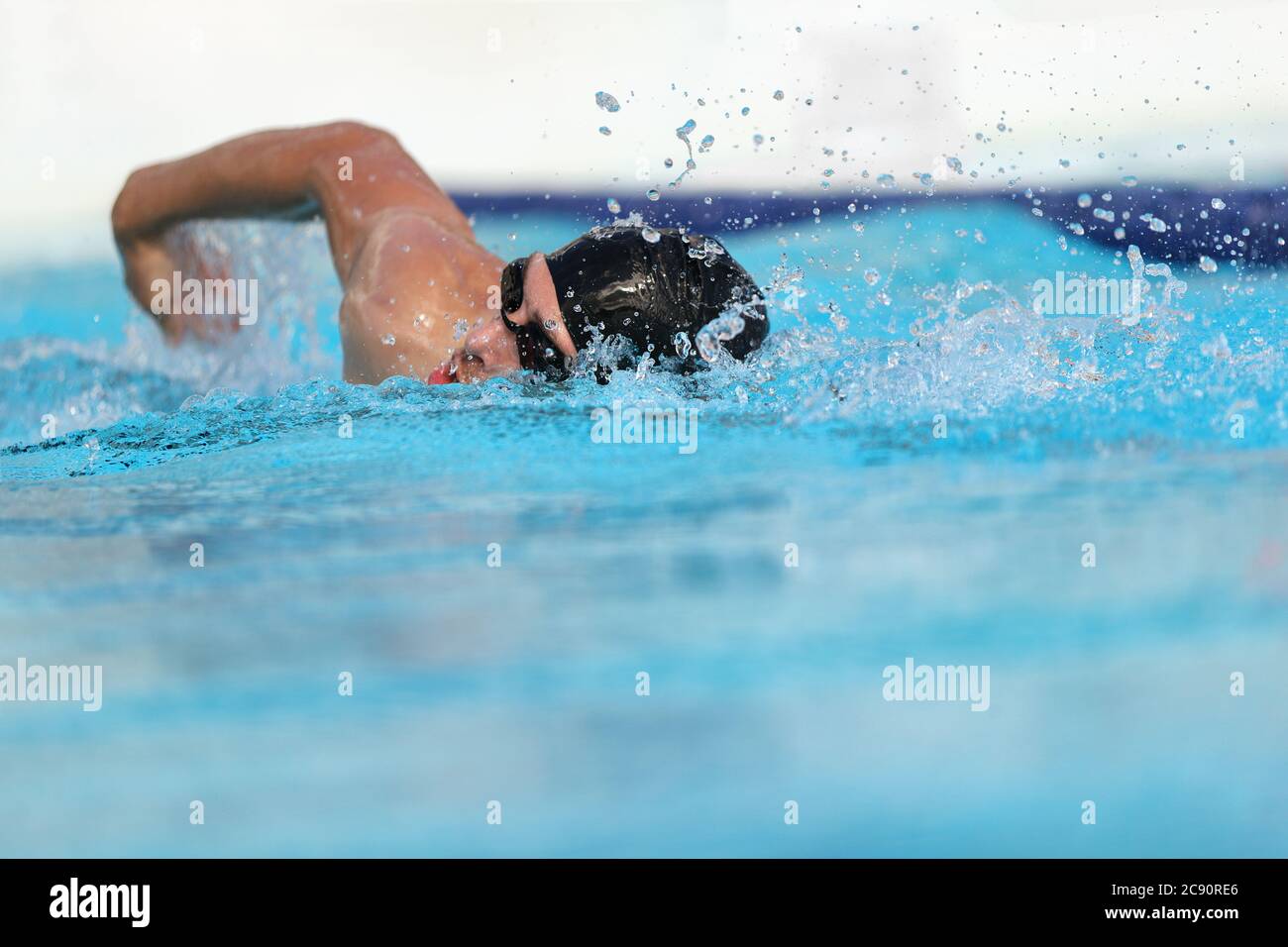 Swimming pool athlete training indoors for professional competition ...