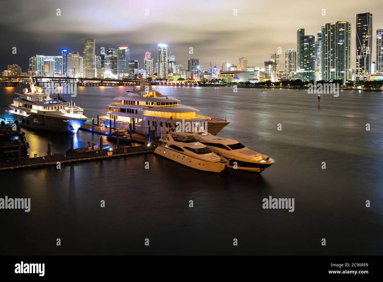 Beautiful view port miami illuminated hi-res stock photography and ...