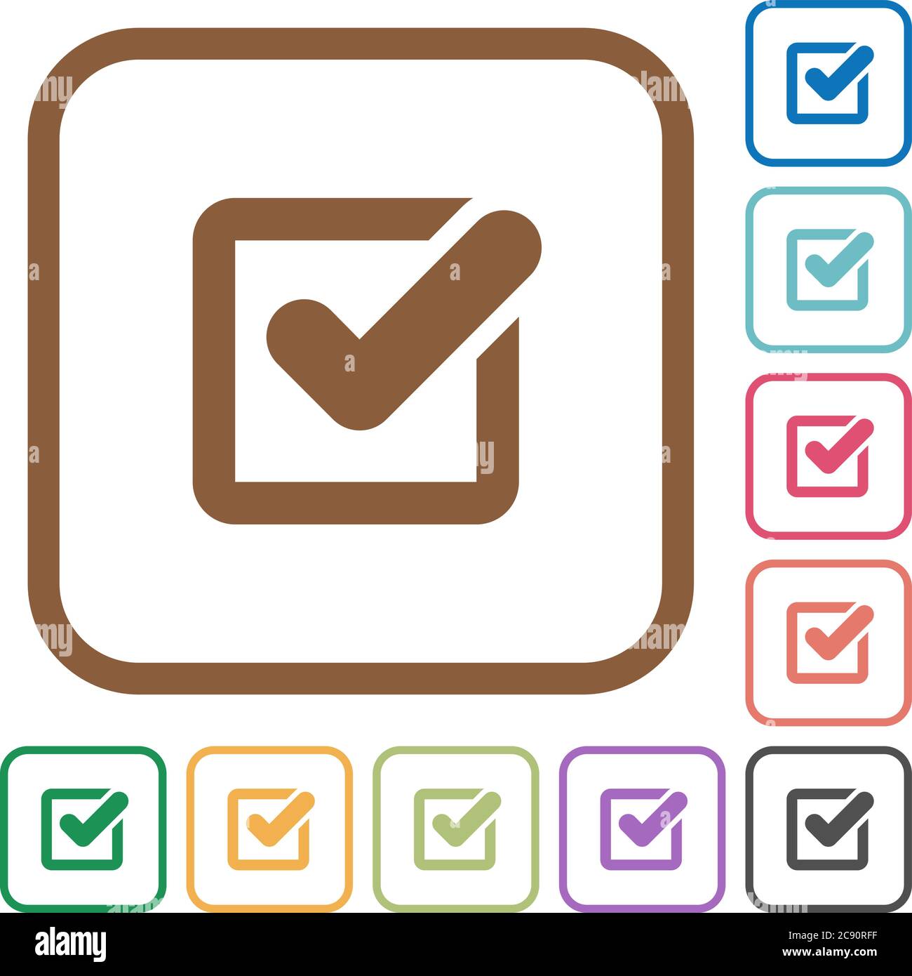 Checkbox simple icons in color rounded square frames on white background Stock Vector Image ...