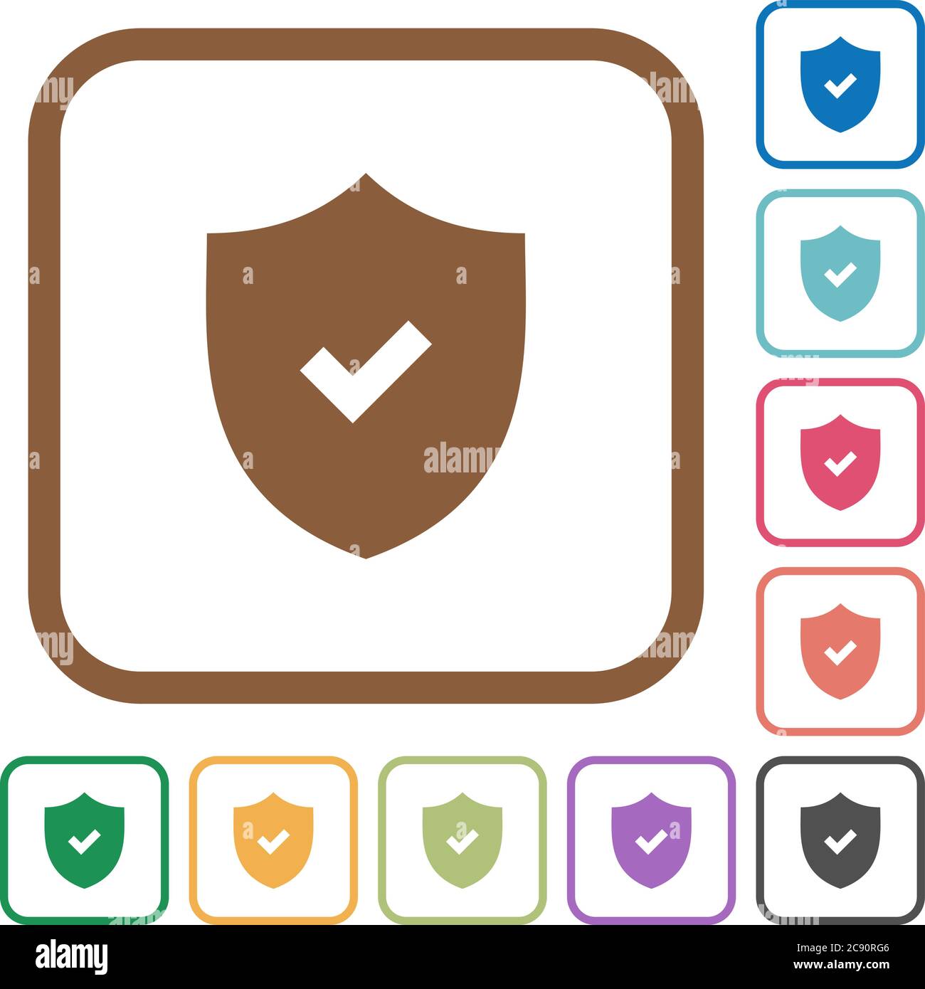 Active security simple icons in color rounded square frames on white ...