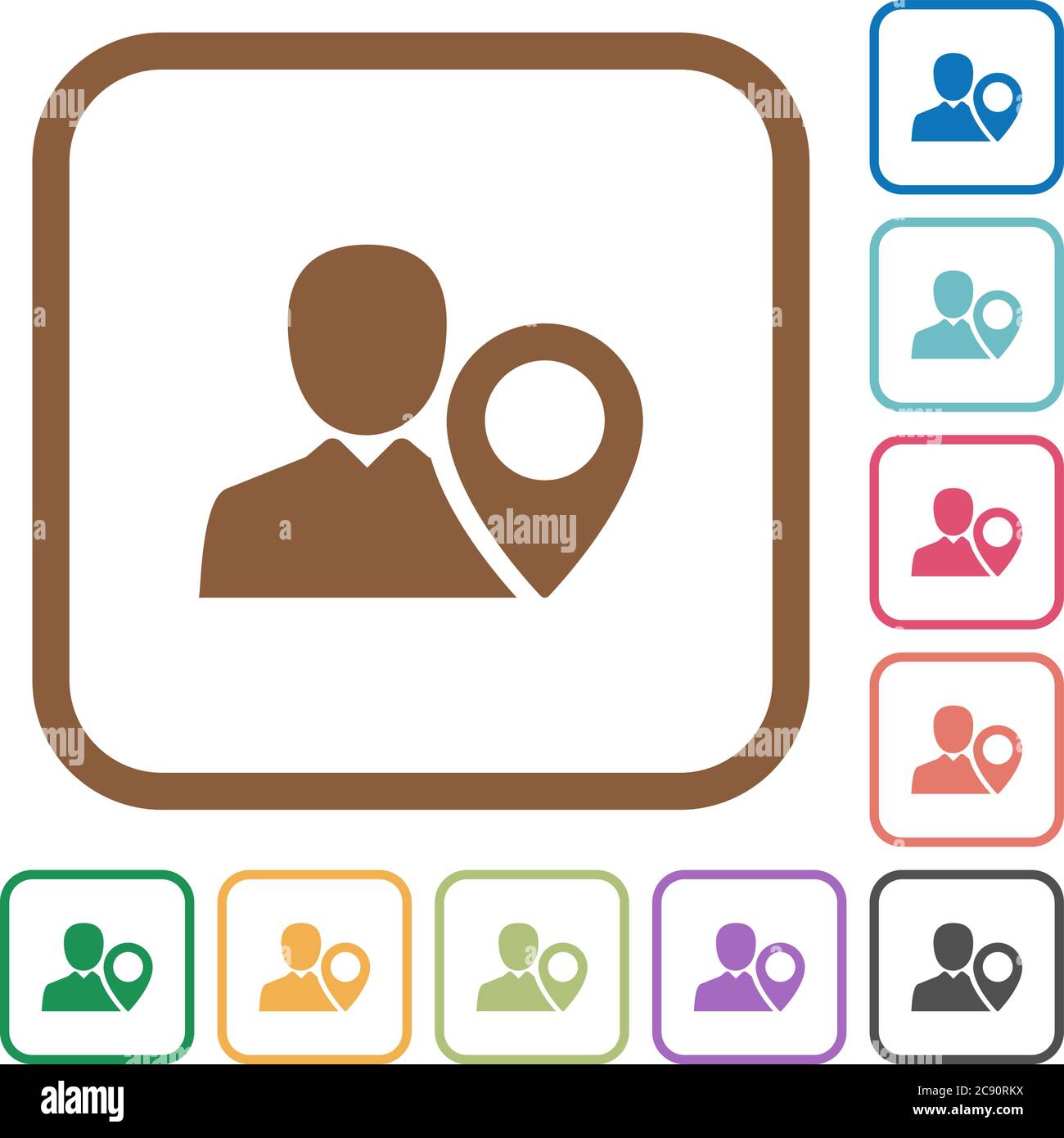 User location simple icons in color rounded square frames on white background Stock Vector Image ...