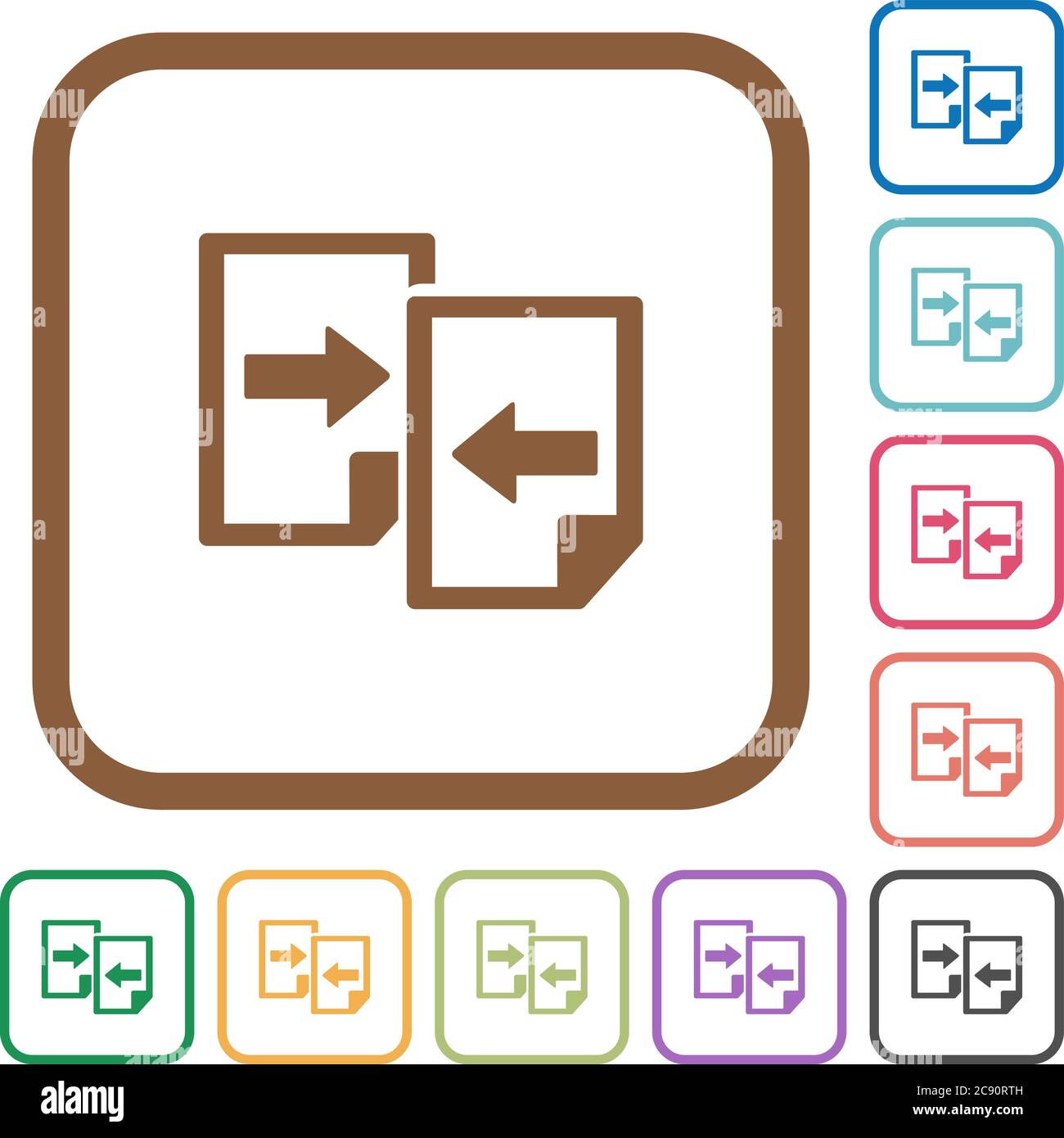 Share documents simple icons in color rounded square frames on white background Stock Vector ...