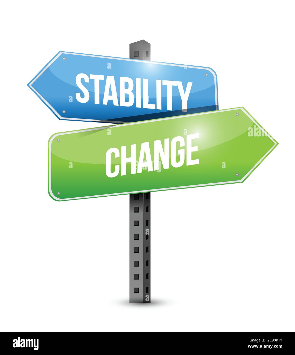 Stability and change road sign illustration design over a white ...