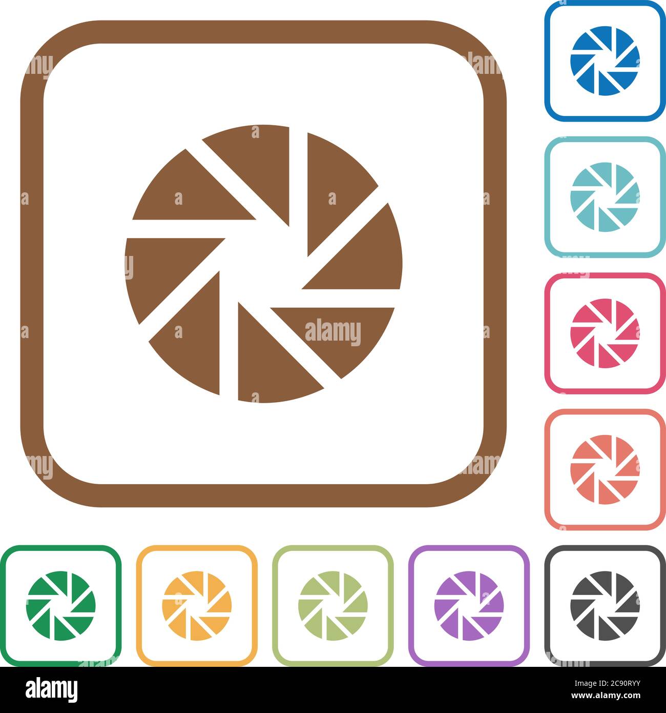 Aperture simple icons in color rounded square frames on white background Stock Vector Image ...