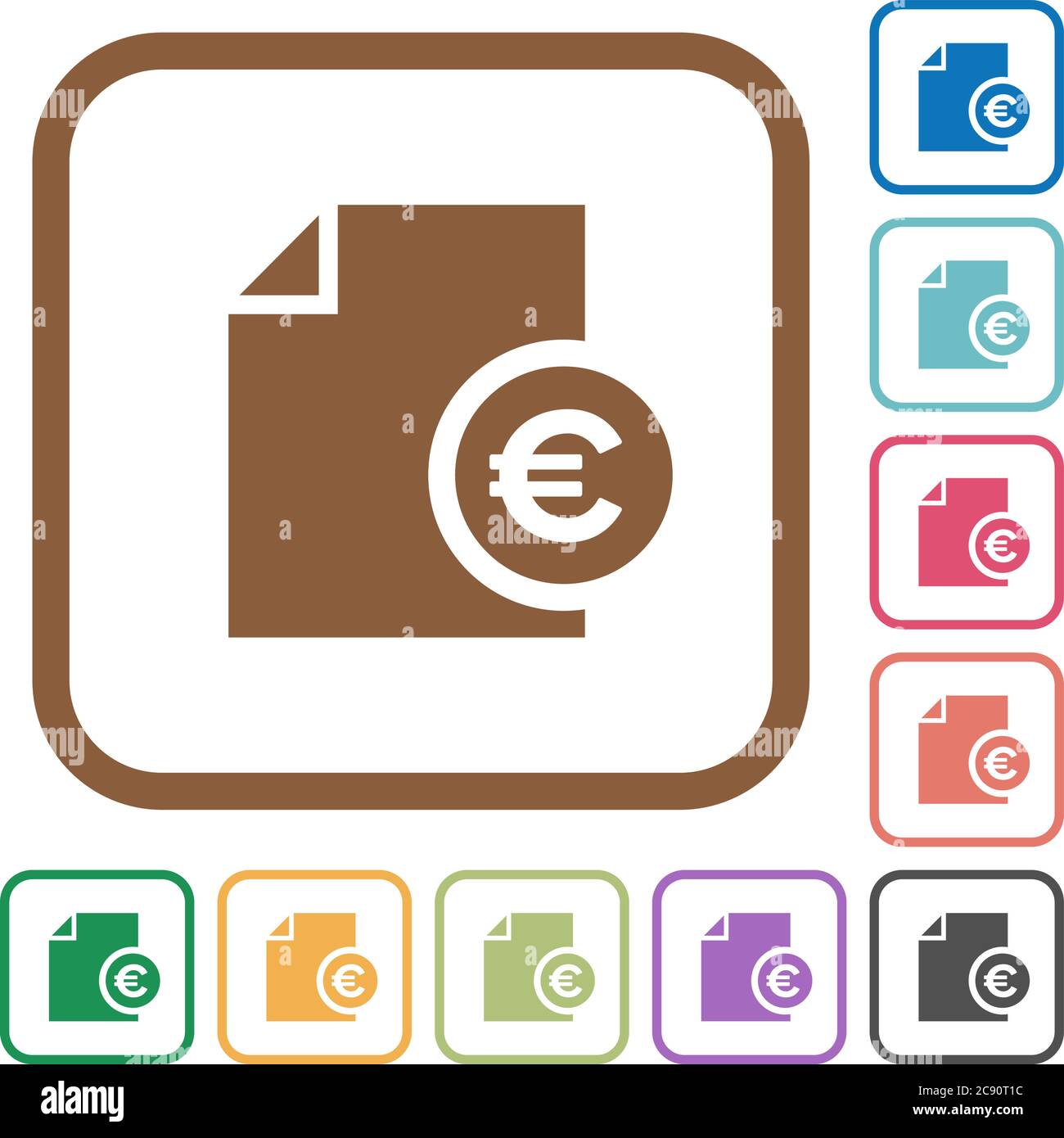 Euro report simple icons in color rounded square frames on white ...