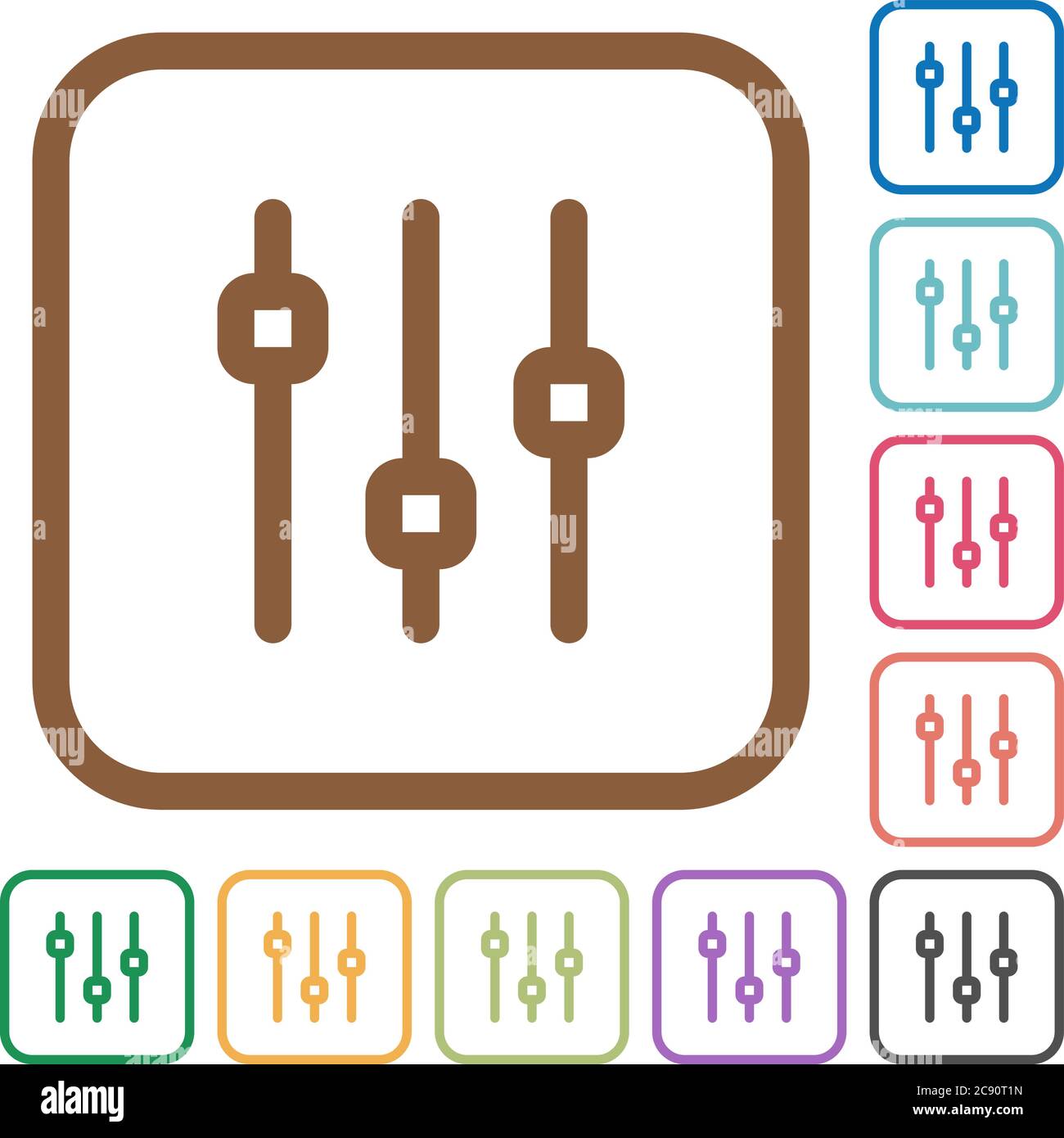 Vertical adjustment simple icons in color rounded square frames on ...