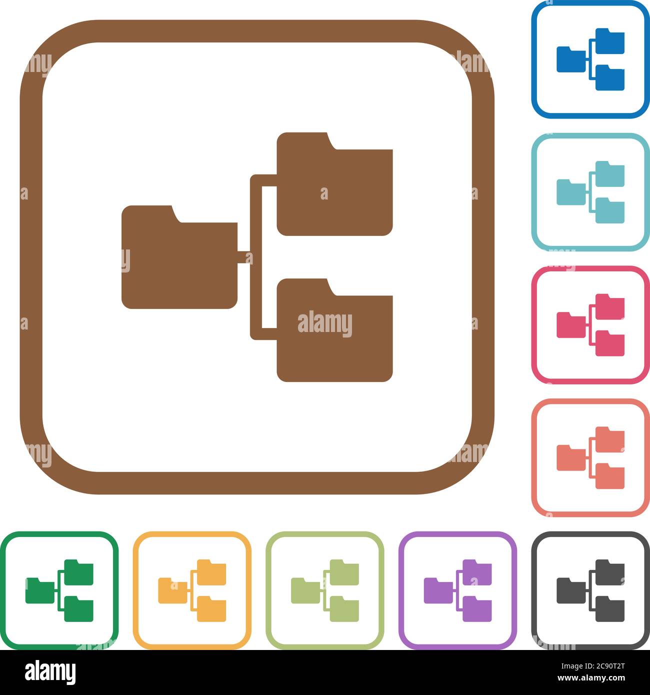 Shared folders simple icons in color rounded square frames on white background Stock Vector ...