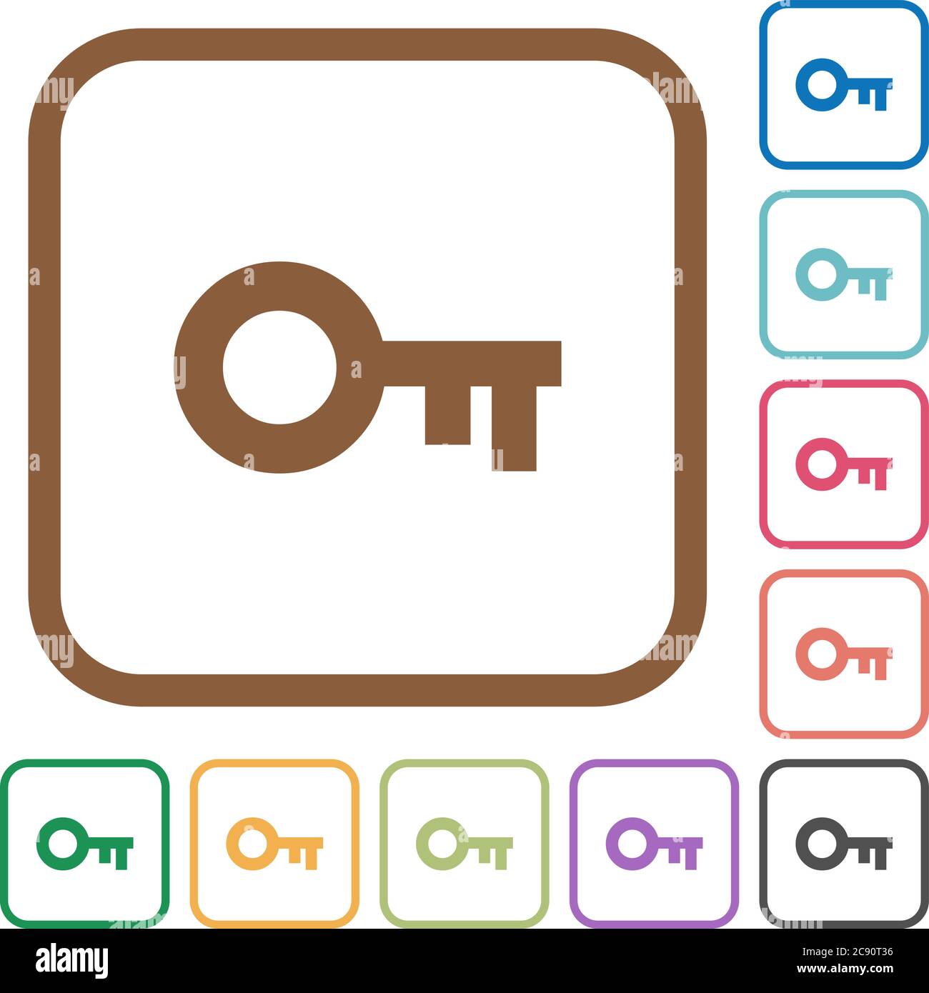 Old key simple icons in color rounded square frames on white background Stock Vector Image & Art ...