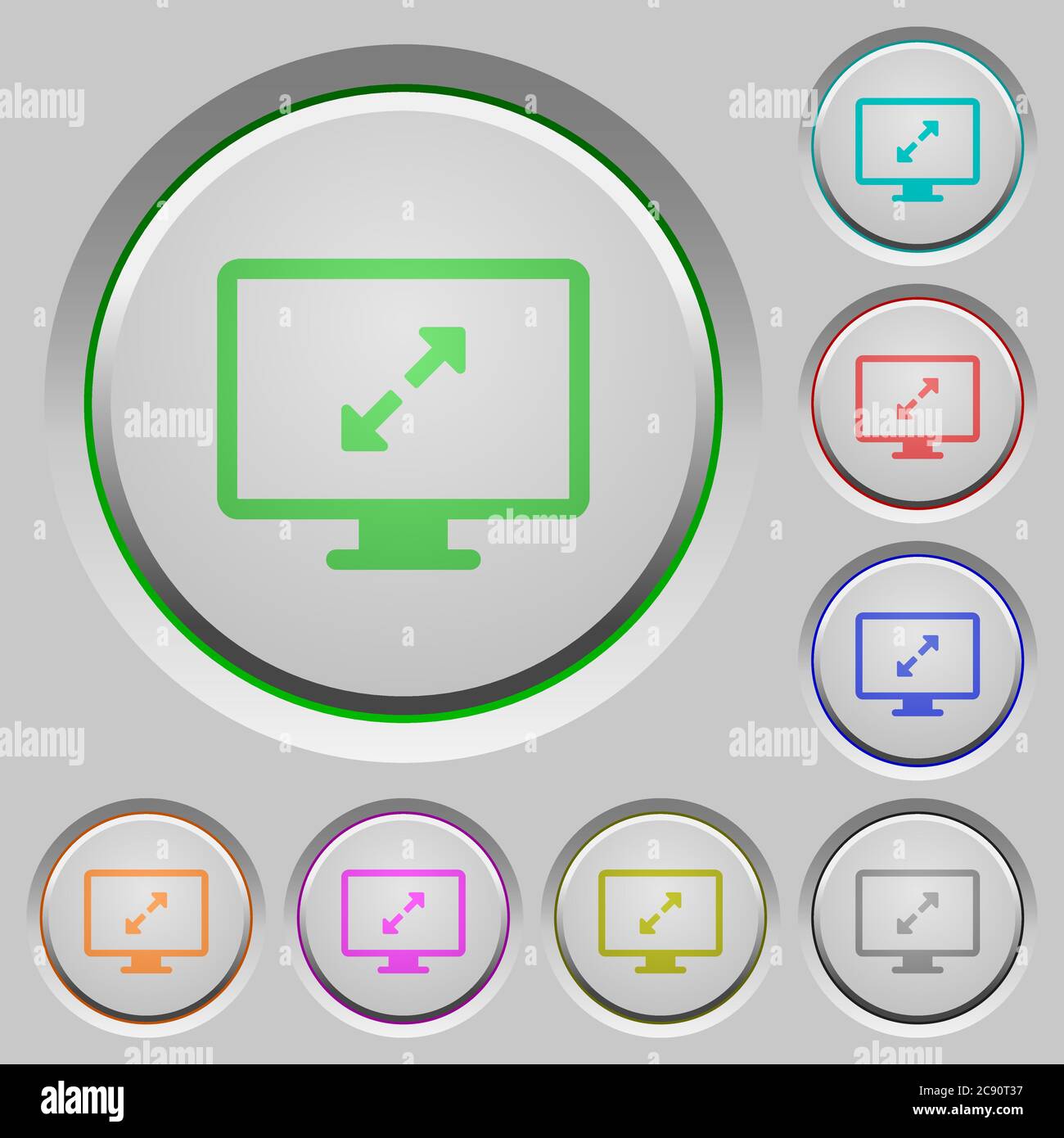 Screen resolution color icons on sunk push buttons Stock Vector Image & Art - Alamy